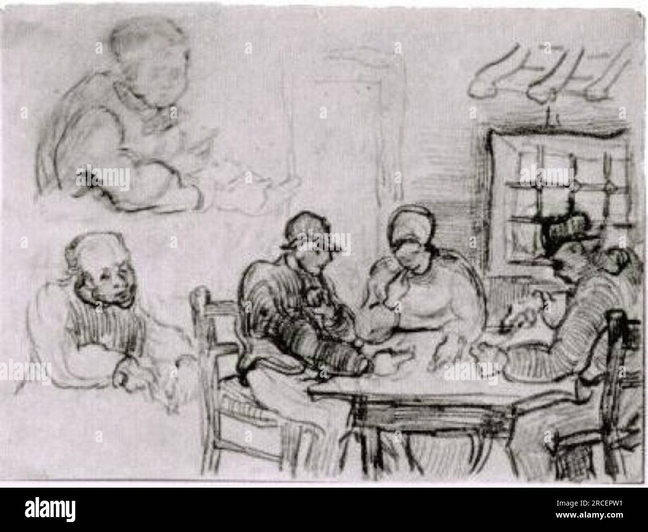 Sheet with Peasants Eating and Other Figures 1890; Saint-rémy-de ...