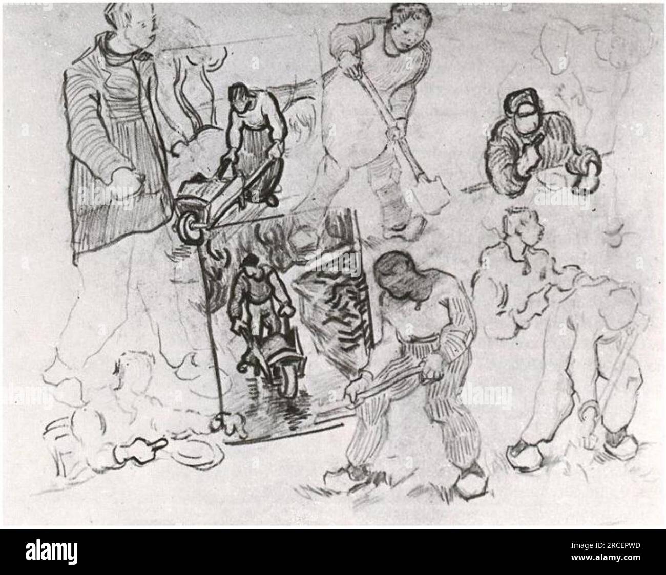 Sheet with Sketches of Working People 1890; Saint-rémy-de-provence ...