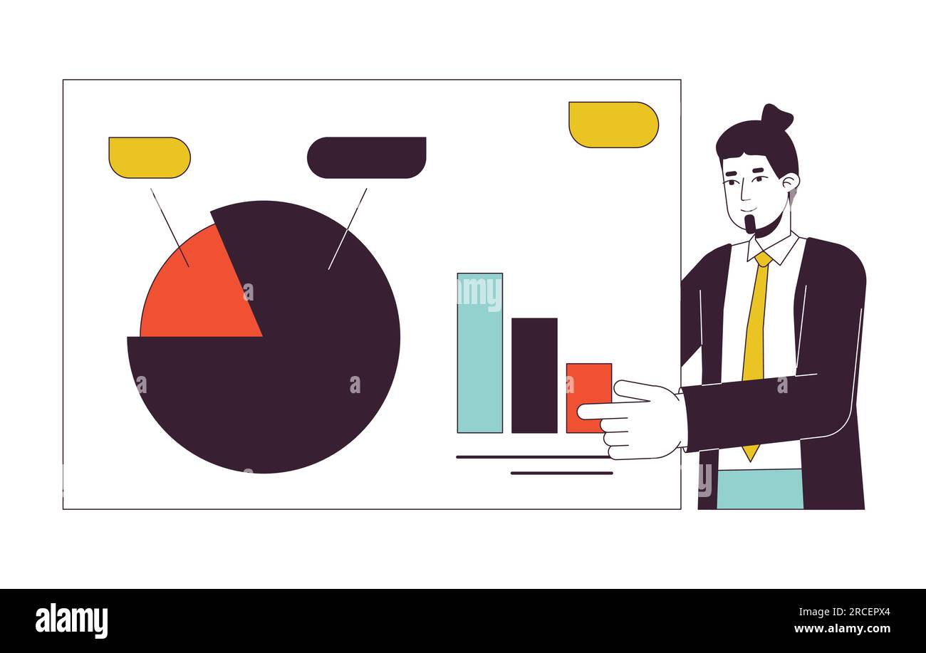 Presentation business man flat line concept vector spot illustration Stock Vector Image & Art ...
