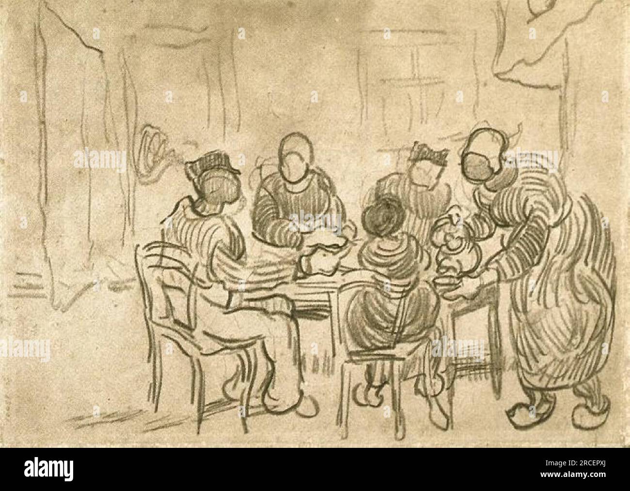 Sketch of the Painting "The Potato Eaters" 1890; Saint-rémy-de-provence ...