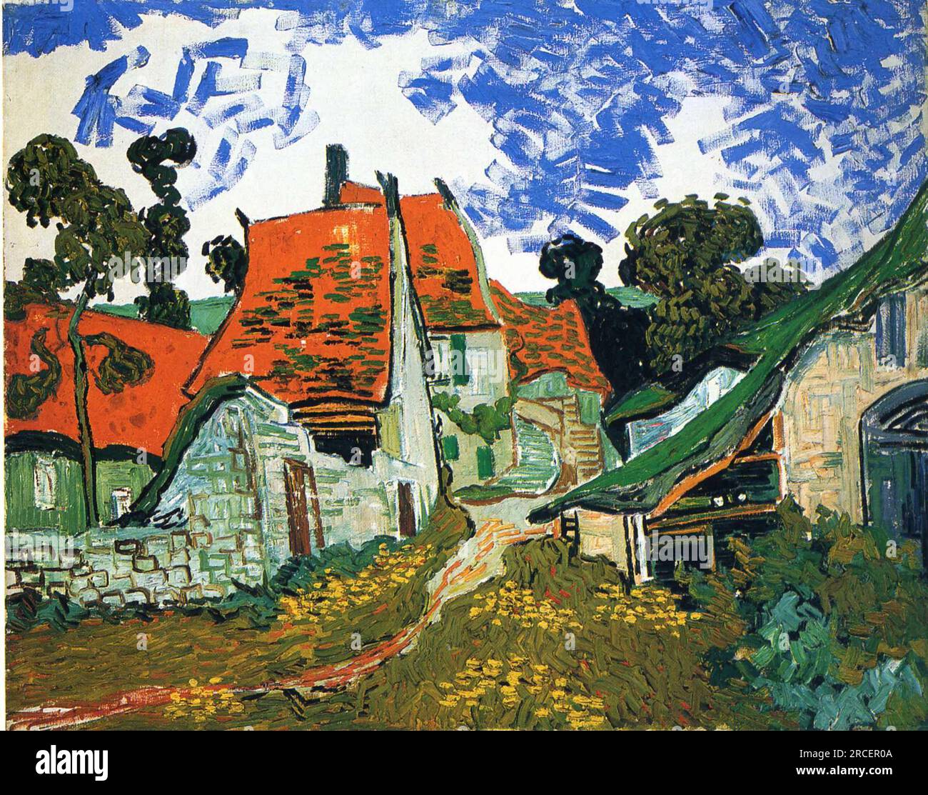 Street in Auvers-sur-Oise 1890; Auvers-sur-oise, France by Vincent van ...