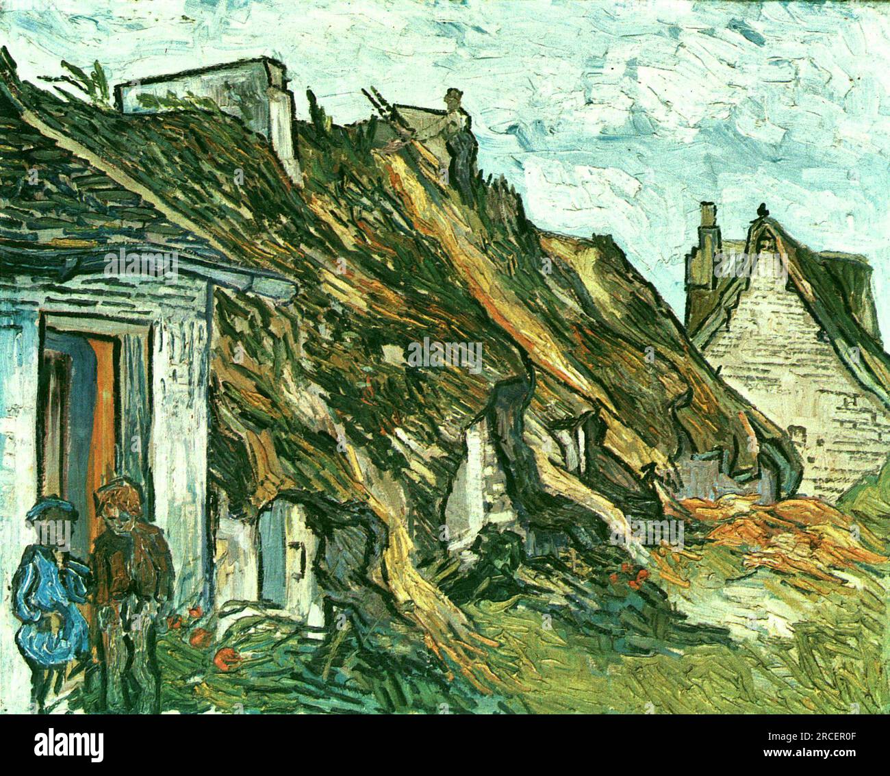 Thatched Cottages in Chaponval, Auvers-sur-Oise 1890; Auvers-sur-oise ...