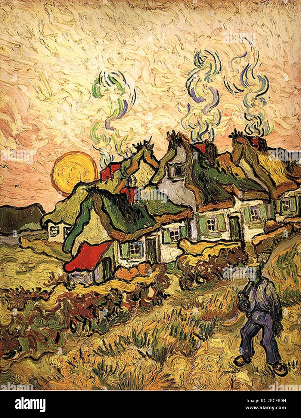 Thatched Cottages in the Sunshine Reminiscence of the North 1890; Saint ...