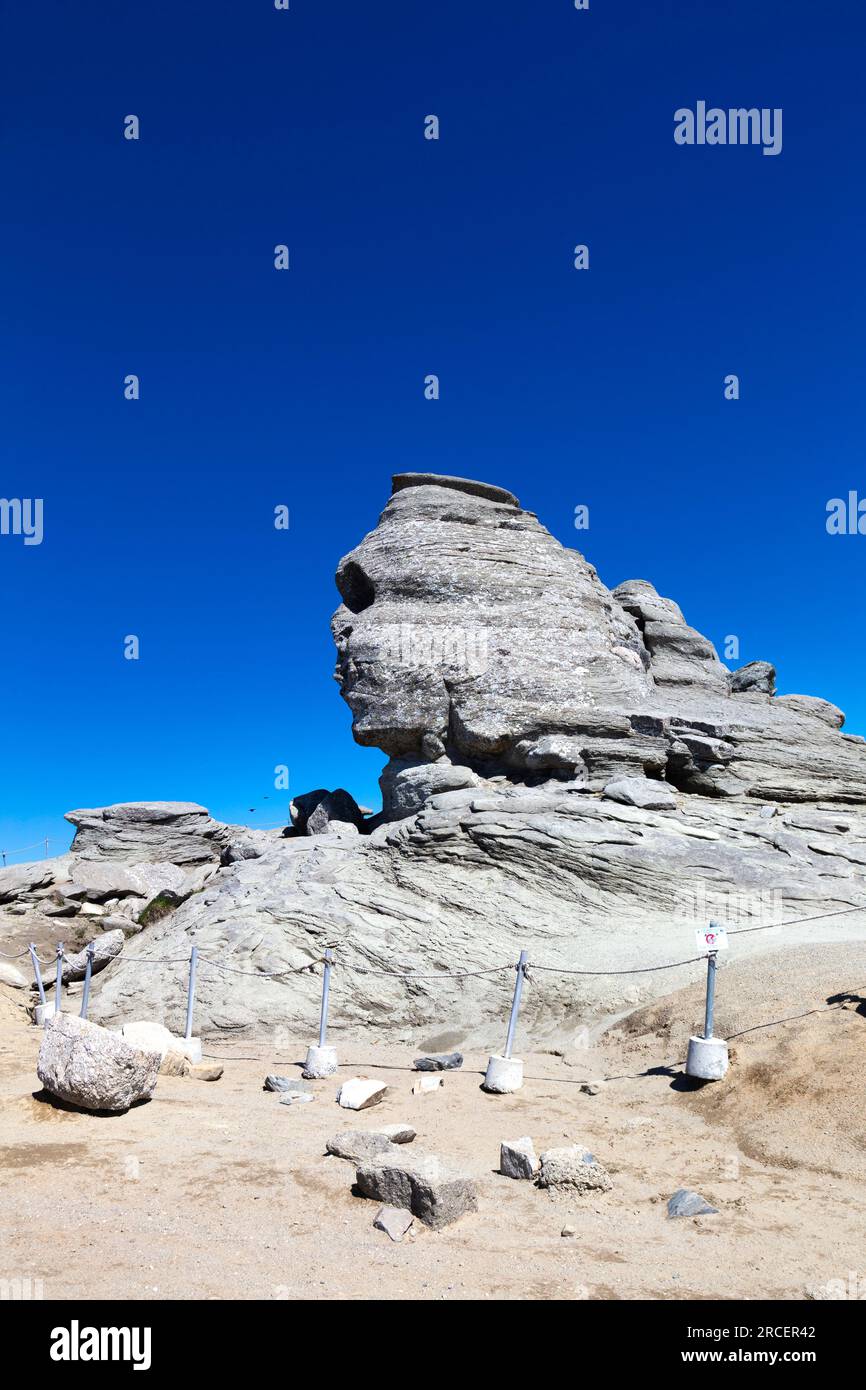 The Sphinx (Sfinxul) natural rock formation in the Bucegi Natural Park ...