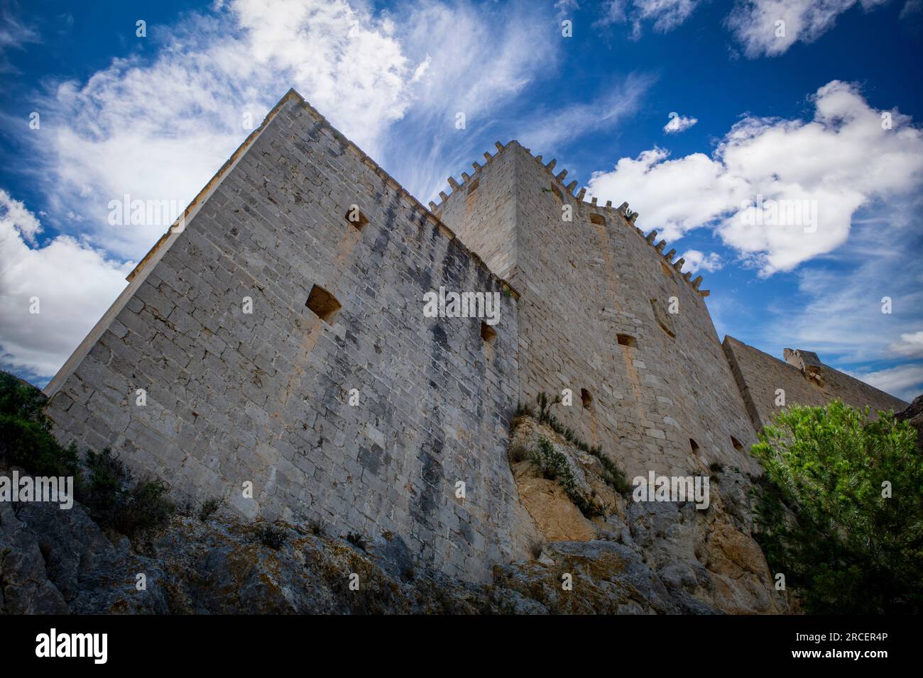 View from below of the medieval and renaissance castle of Los Velez in ...