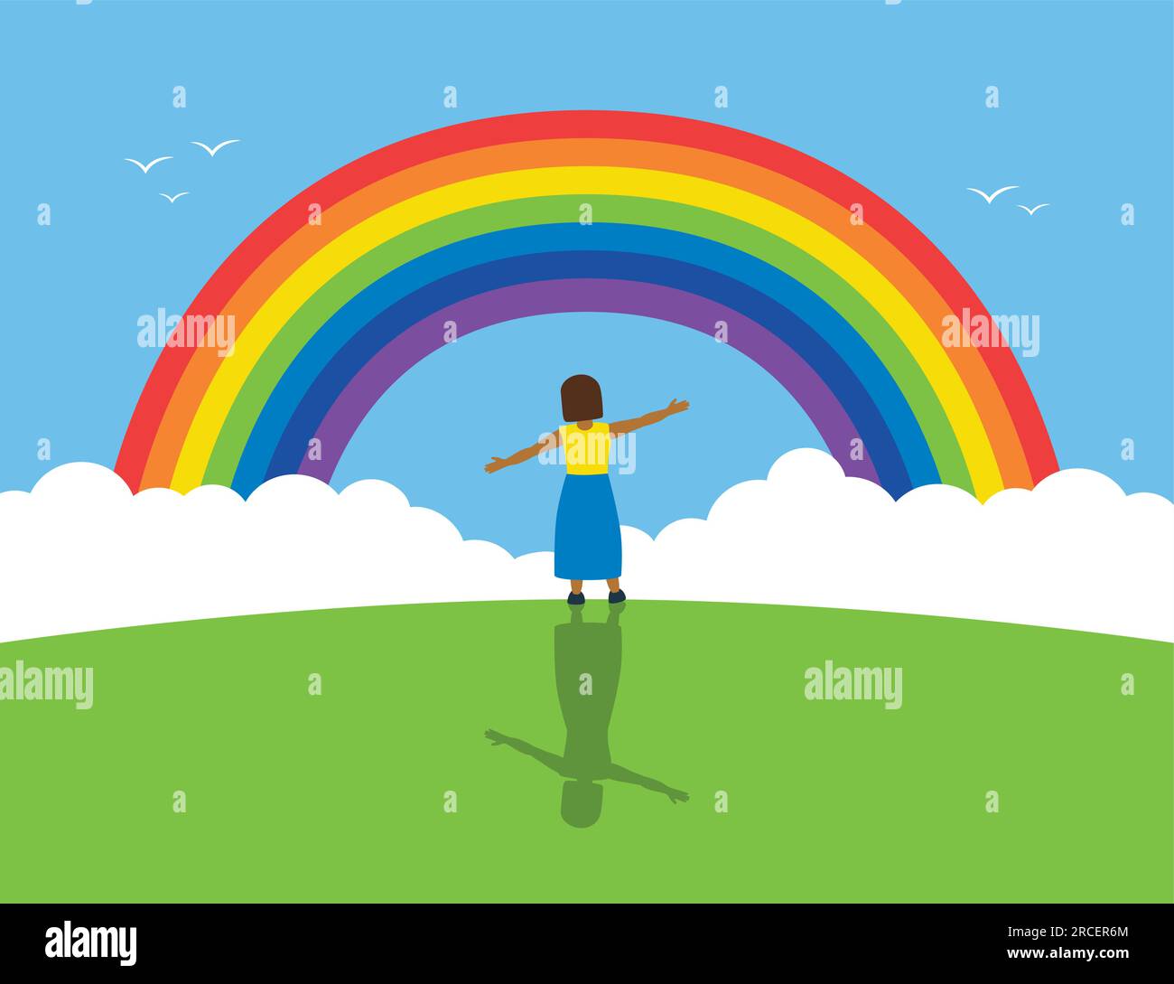 Flying bird under rainbow hi-res stock photography and images - Alamy
