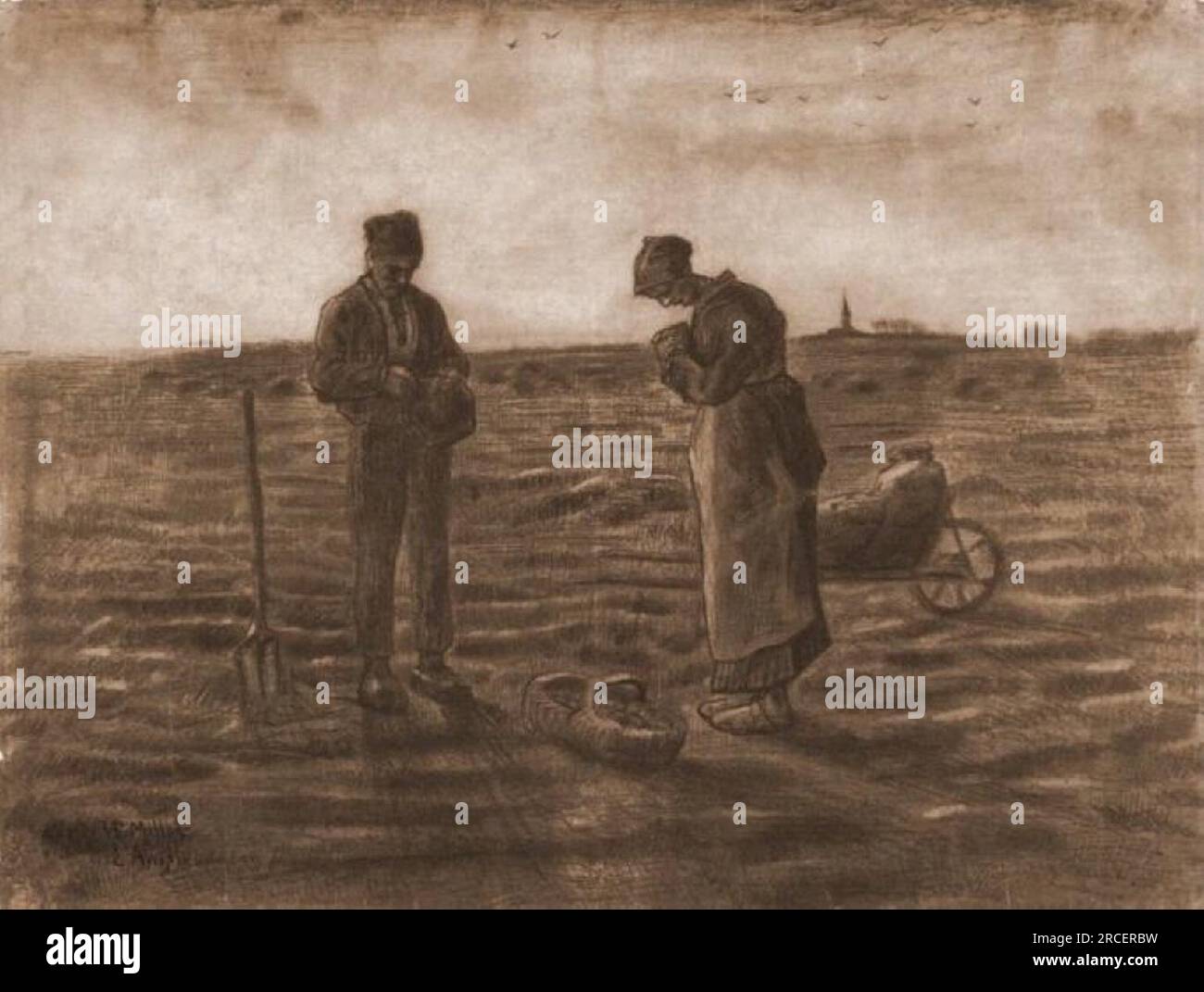 The Angelus (after Millet) 1880; Brussels, Belgium by Vincent van Gogh Stock Photo - Alamy