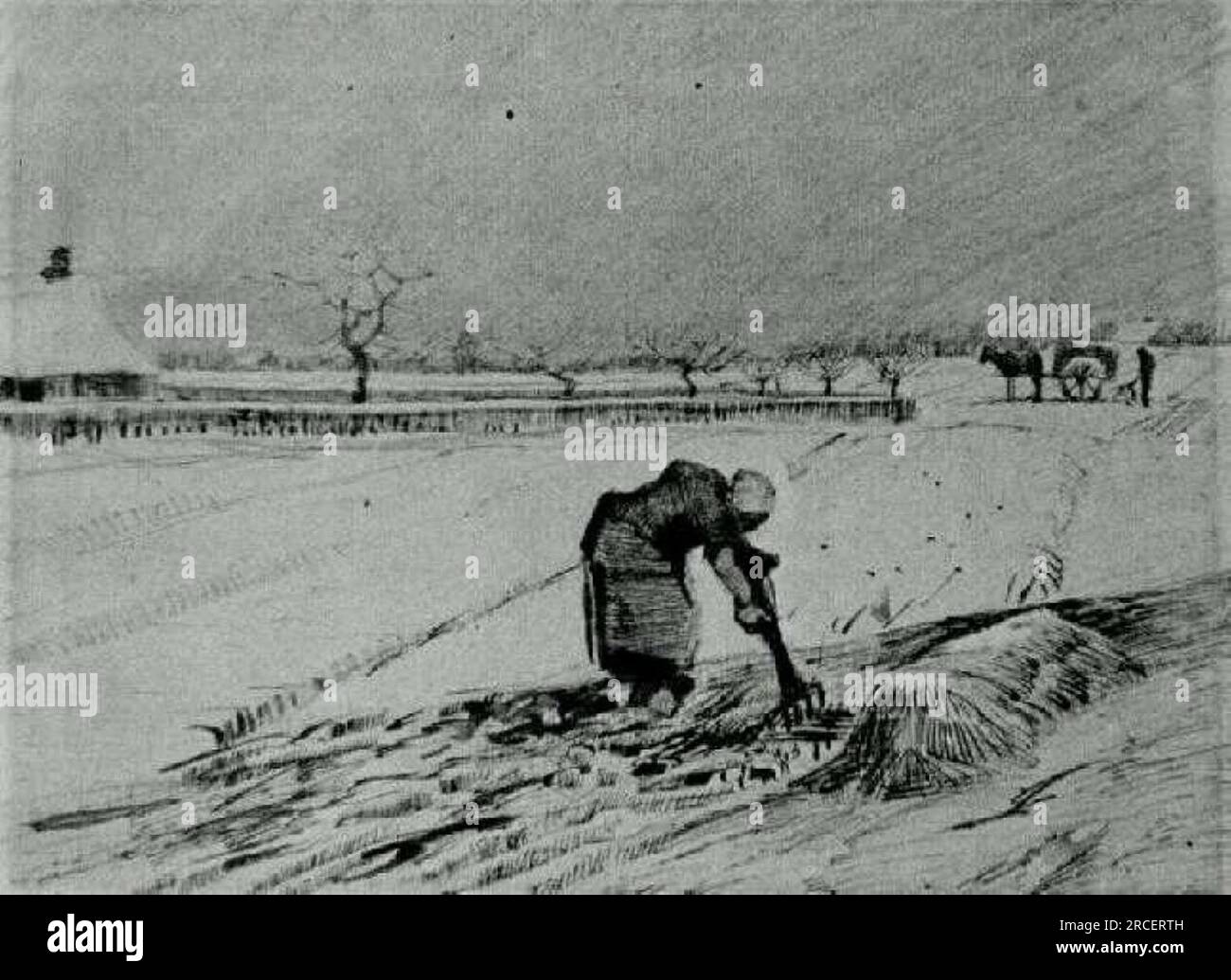 Snowy Landscape with Stooping Woman 1883; Nunen / Nuenen, Netherlands ...