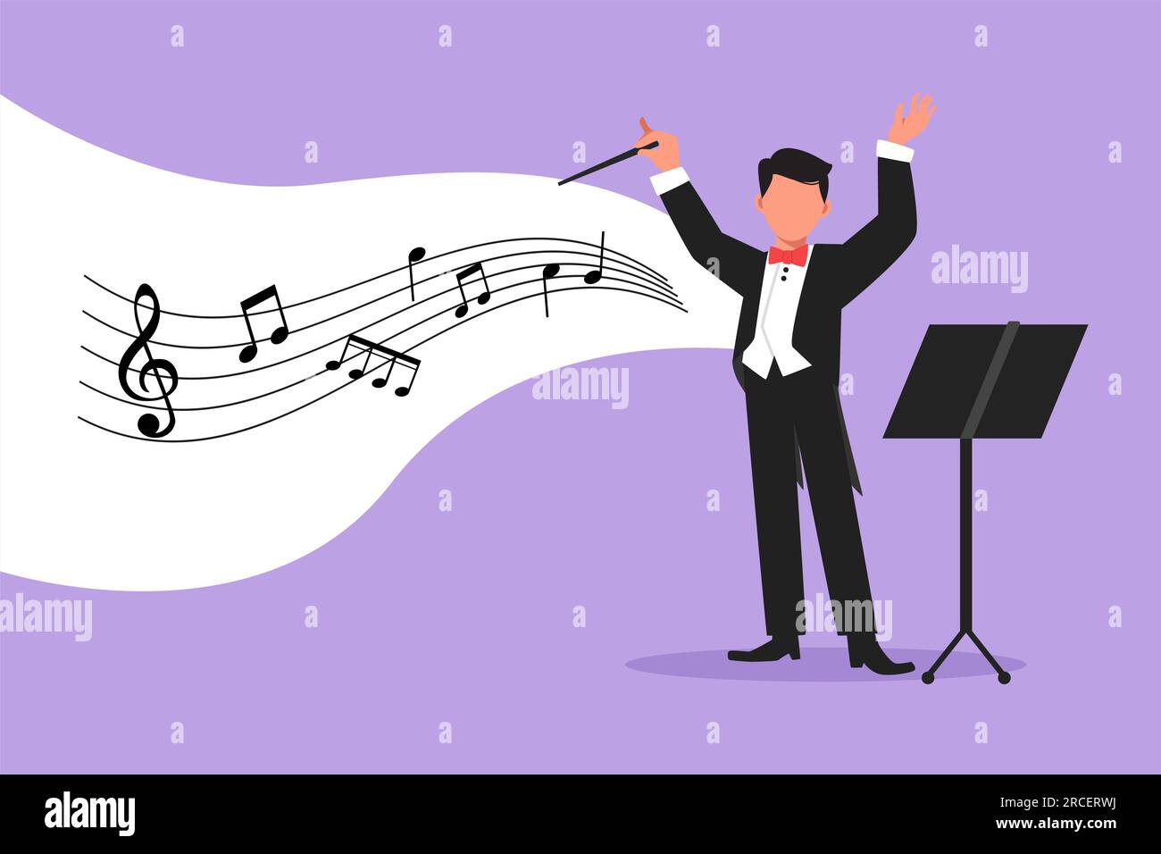 Business design drawing man music orchestra conductor. Male musician in ...