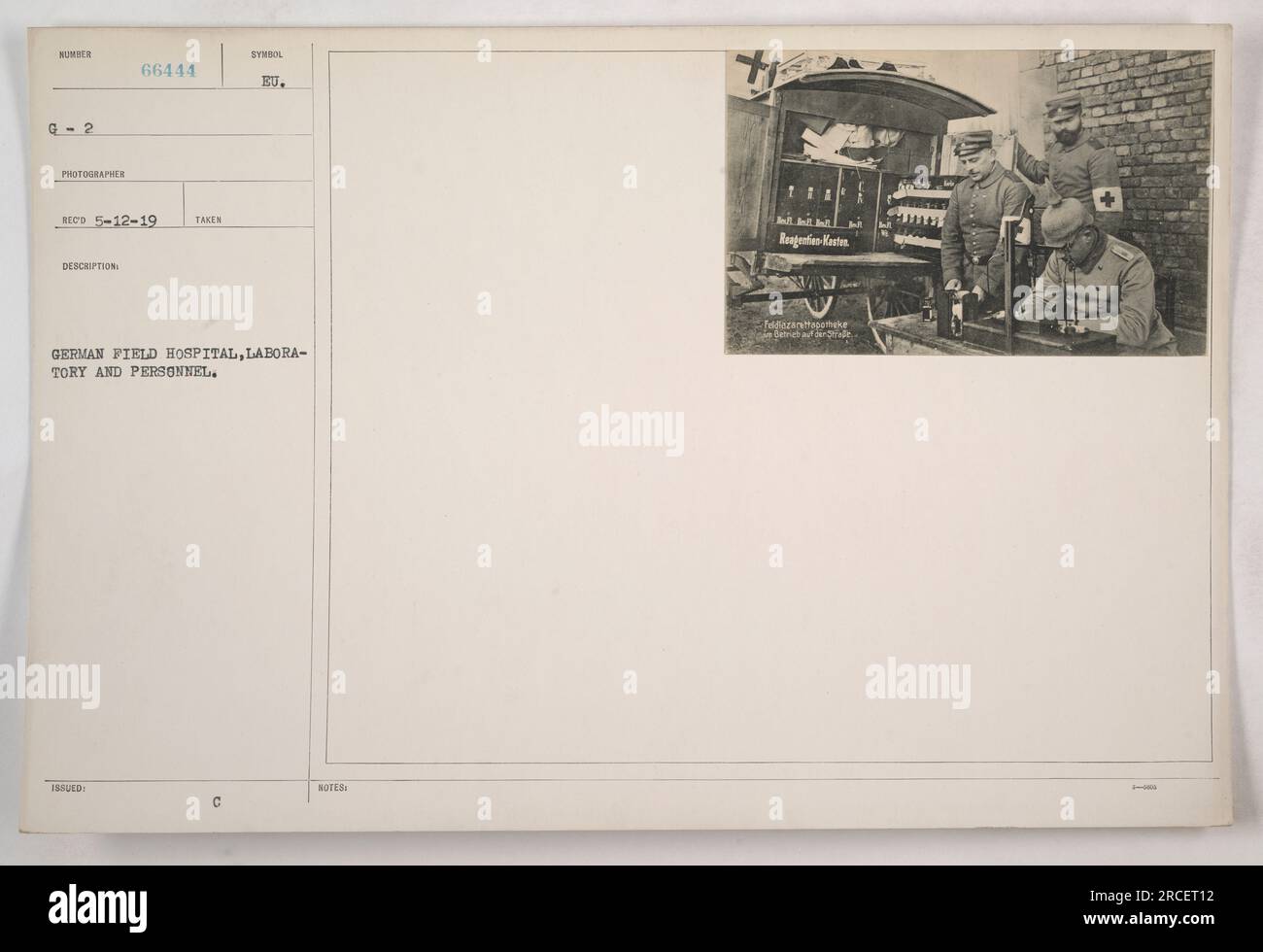 German field hospital and laboratory, along with personnel, during ...