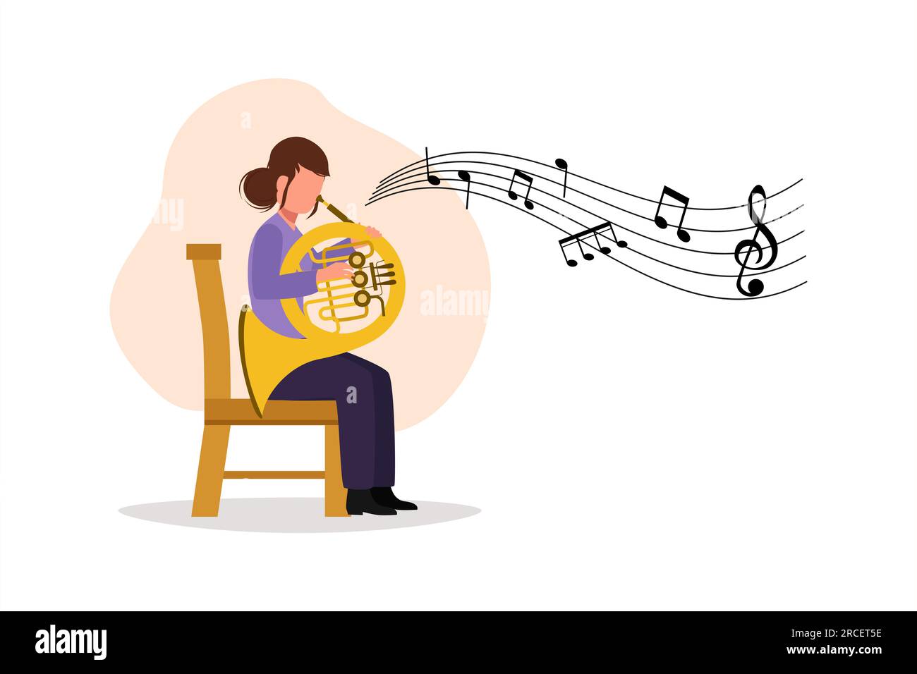 Business flat cartoon style drawing female musician performing classic ...