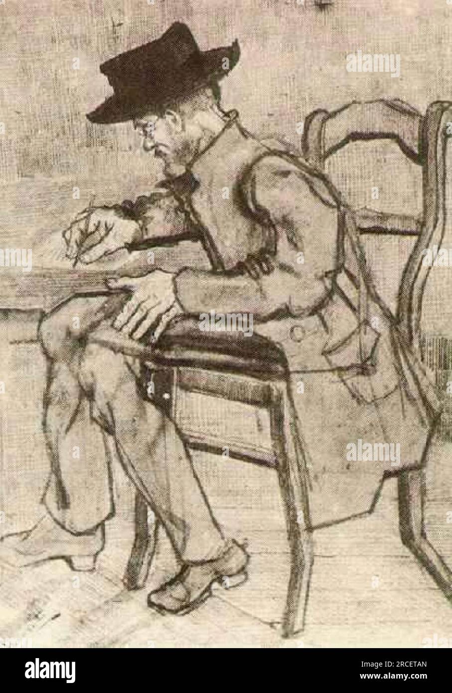 Man Writing Facing Left 1881; Netherlands by Vincent van Gogh Stock ...