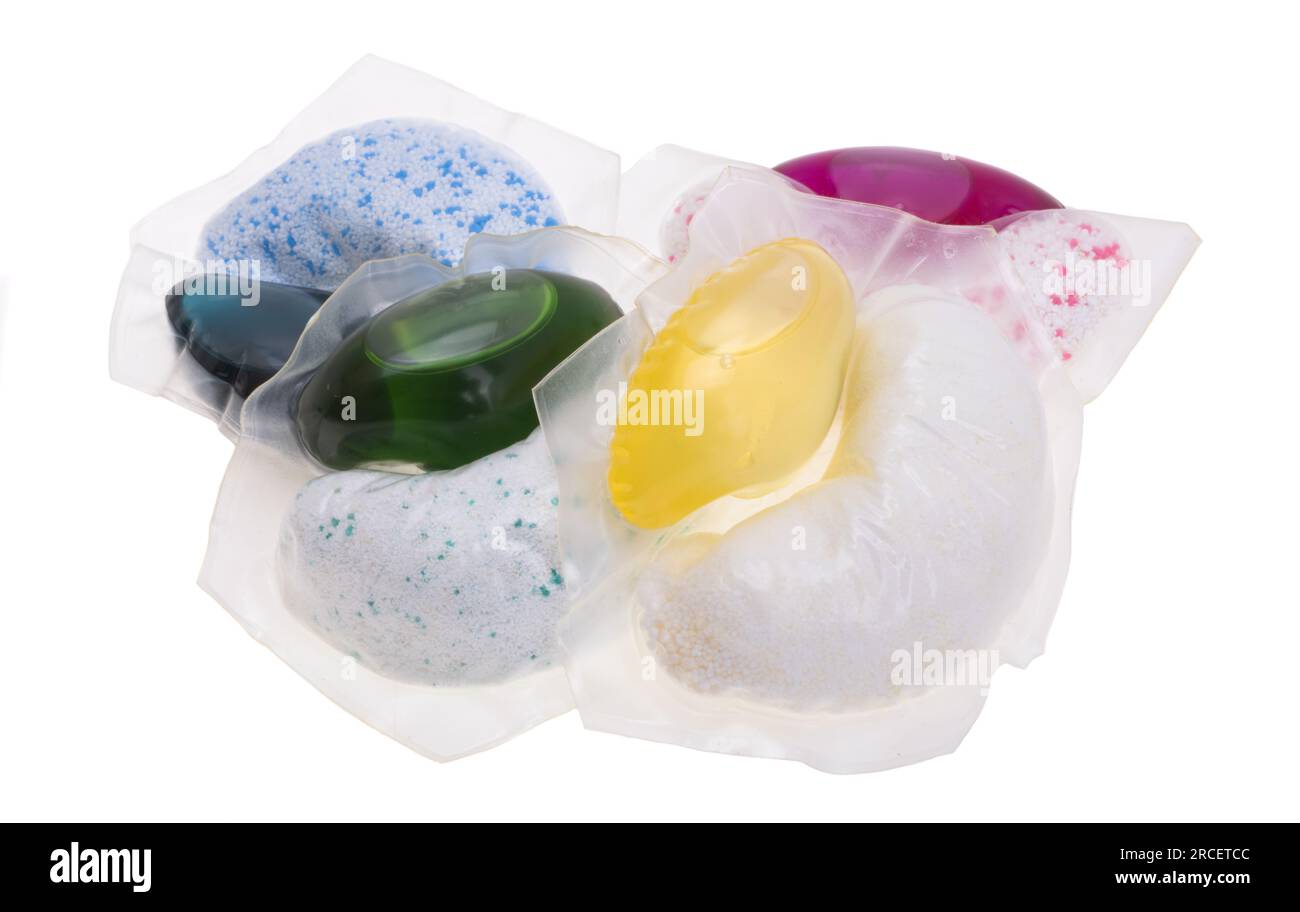 washing capsules isolated on white background Stock Photo - Alamy