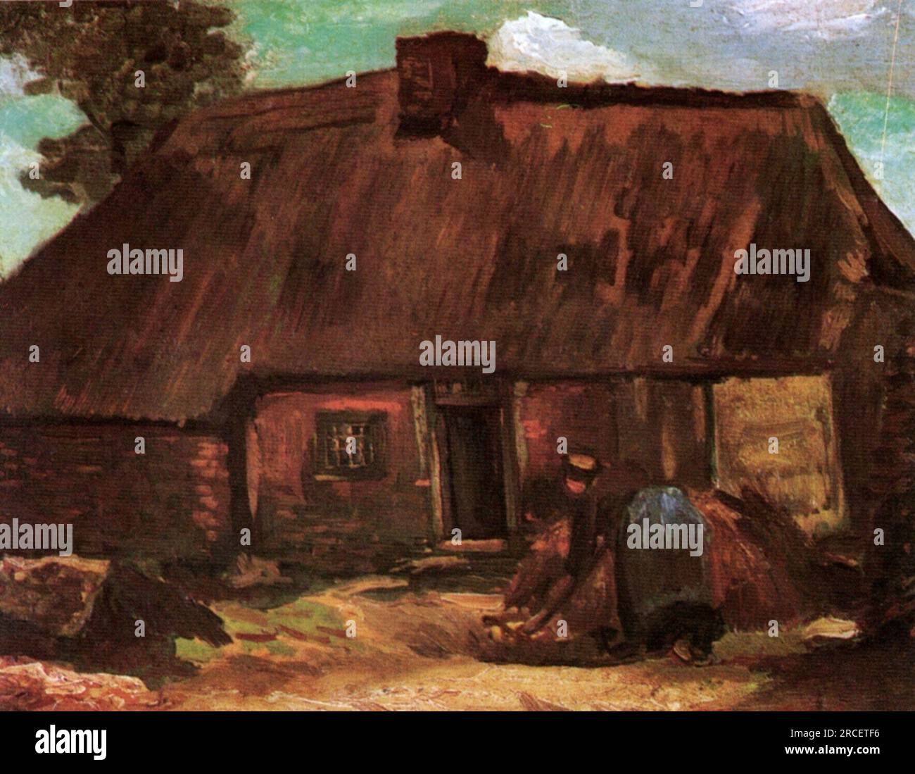 Cottage with Peasant Woman Digging 1885; Nunen / Nuenen, Netherlands by ...