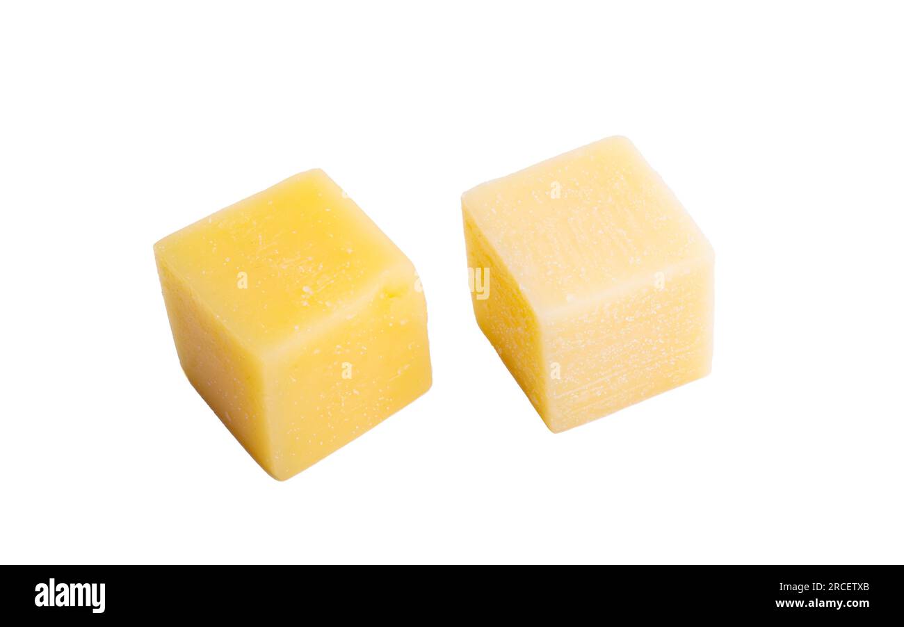 cheese cubes isolated on white background Stock Photo - Alamy