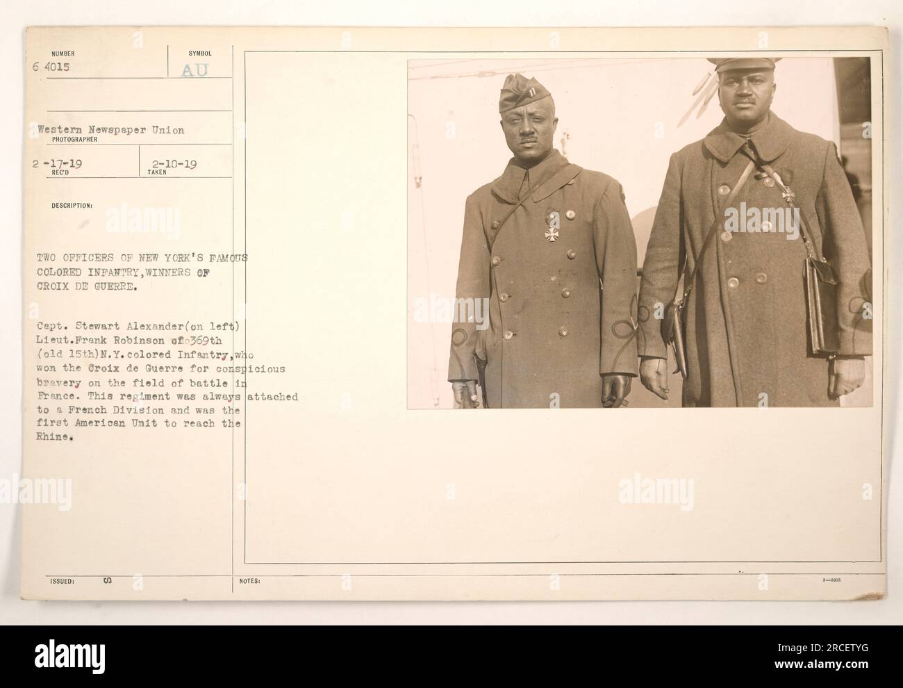 Capt. Stewart Alexander (left) and Lieut. Frank Robinson of New York's ...