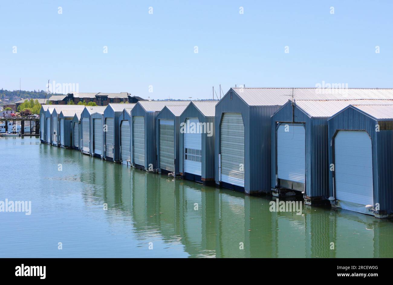 Boathouses in Everett Marina Seattle Washington State USA Stock Photo ...