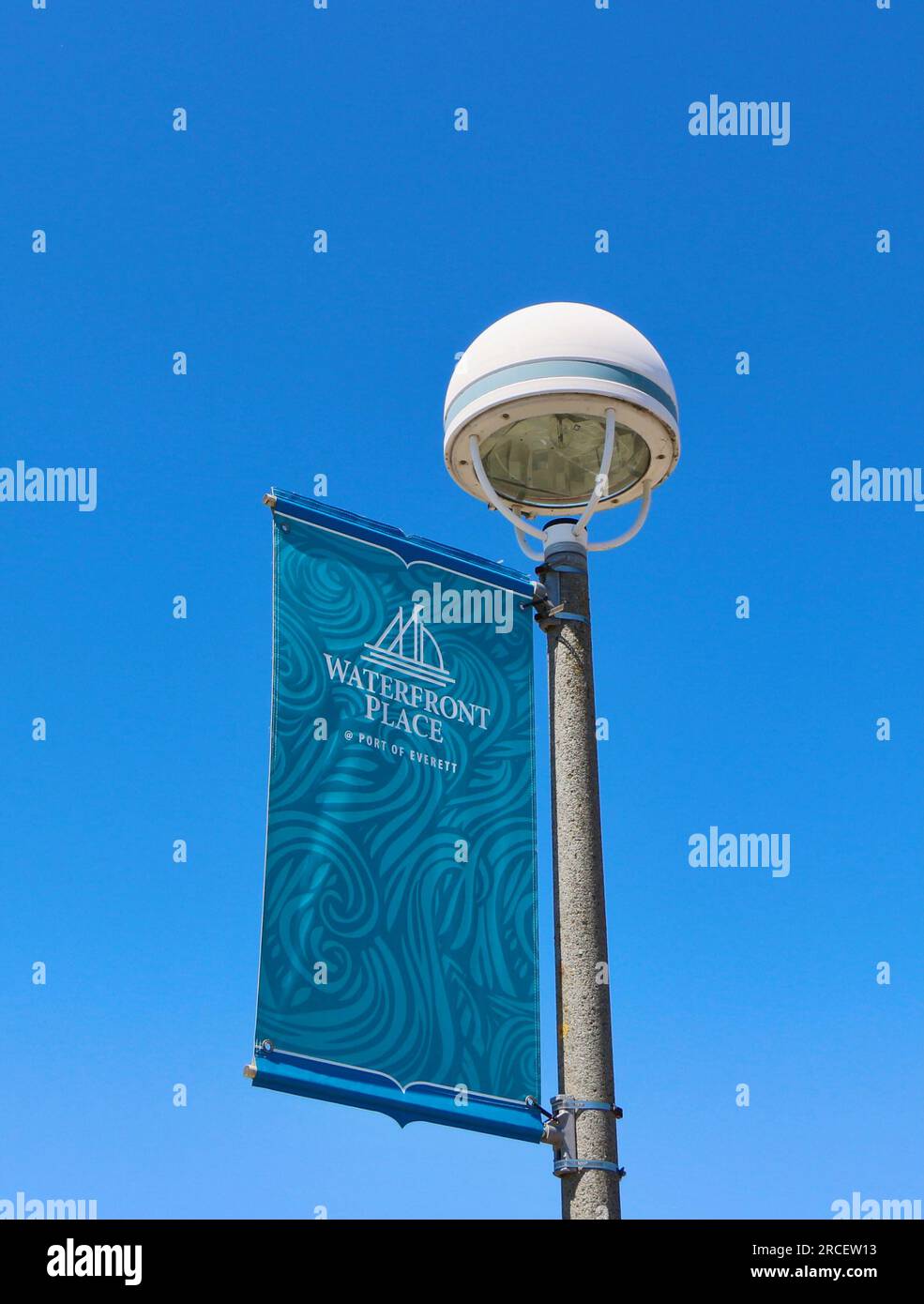 Sign on a lamp post Waterfront Place Seattle Washington State USA Stock ...