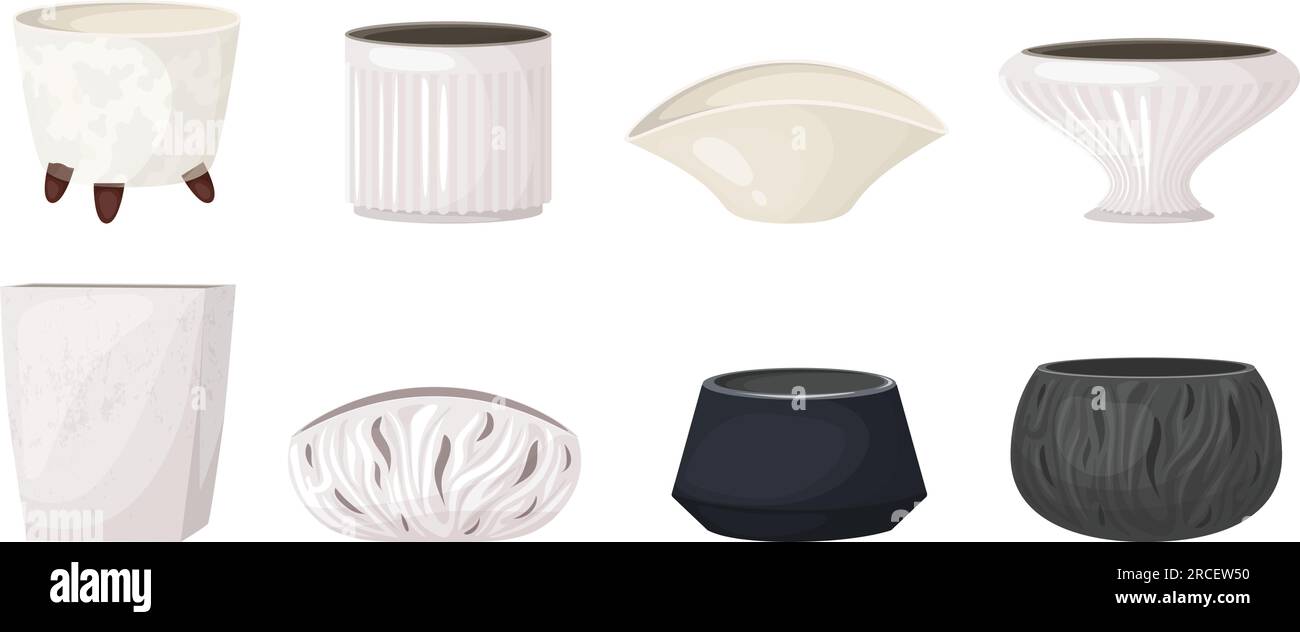 Set of trendy fashionable ceramic flower pots Stock Vector Image & Art ...