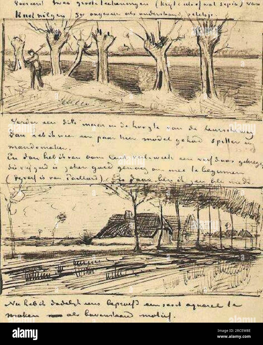 Road with Pollard Willows 1881; Netherlands by Vincent van Gogh Stock ...