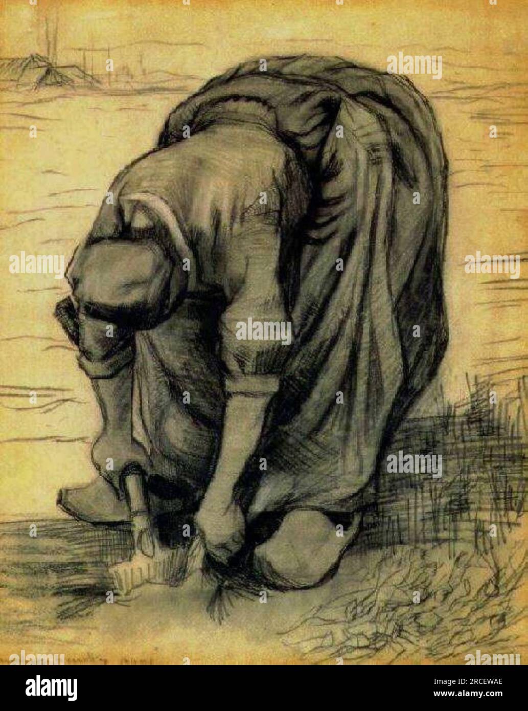 Peasant Woman, Stooping with a Spade, Digging Up Carrots 1885; Nunen ...