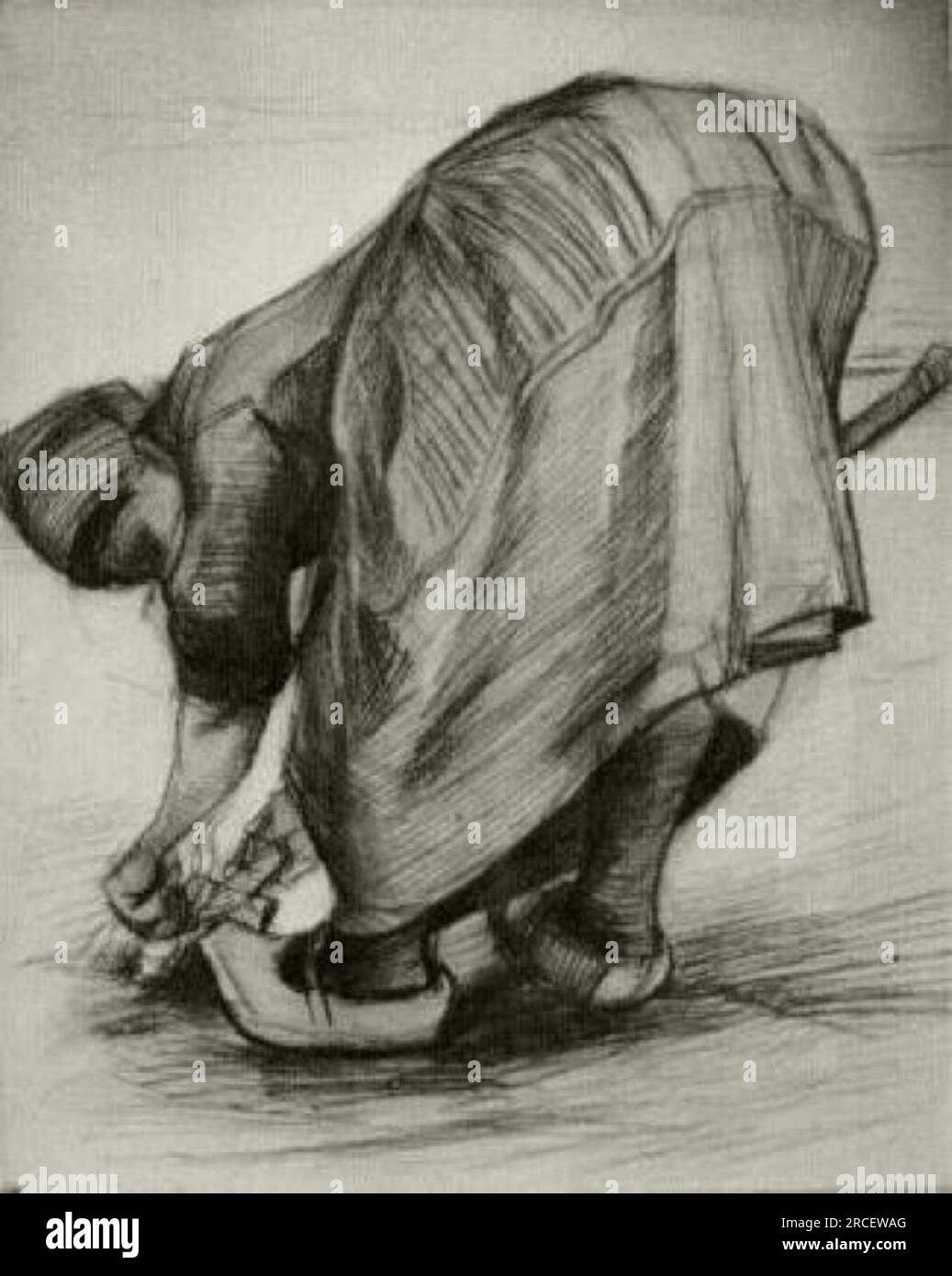 Peasant Woman, Stooping with Spade, Possibly Digging Up Carrots c.1885 ...