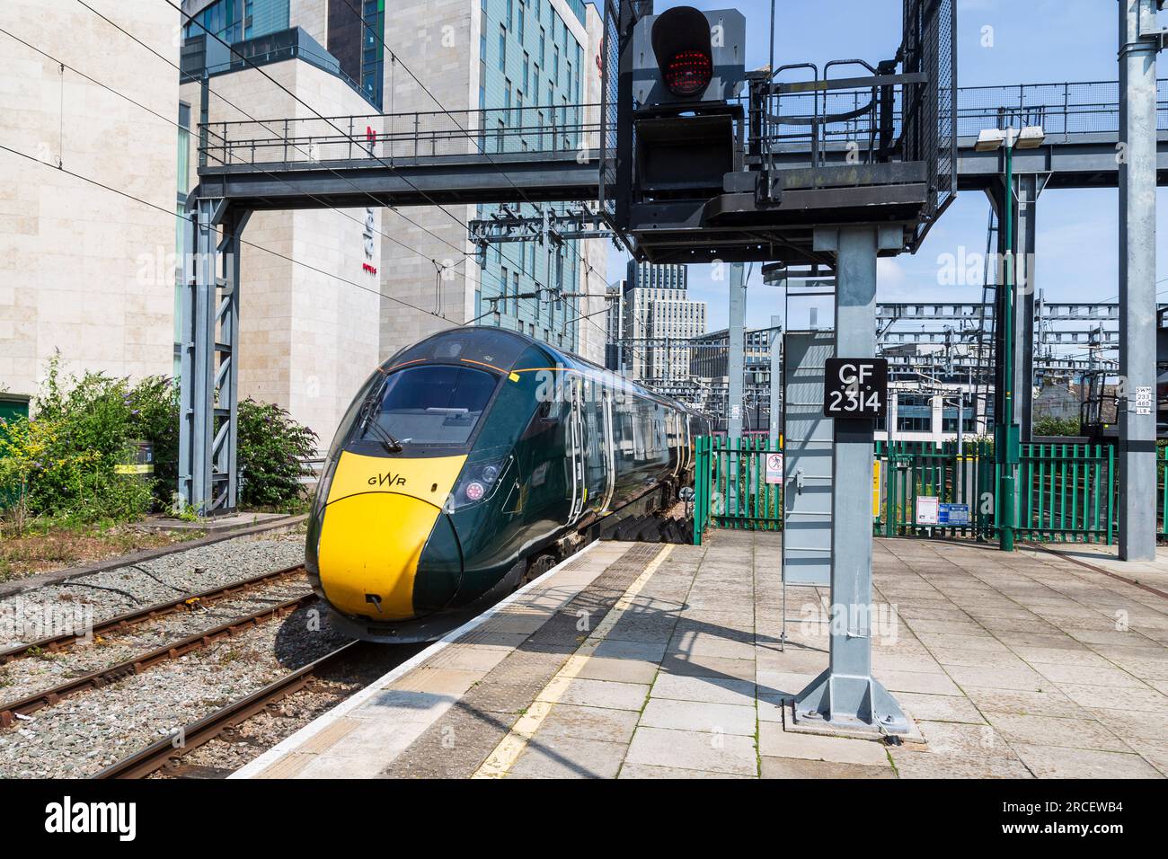 FGW Hitachi train operated by GWR (Great Western Railway) at Cardiff ...