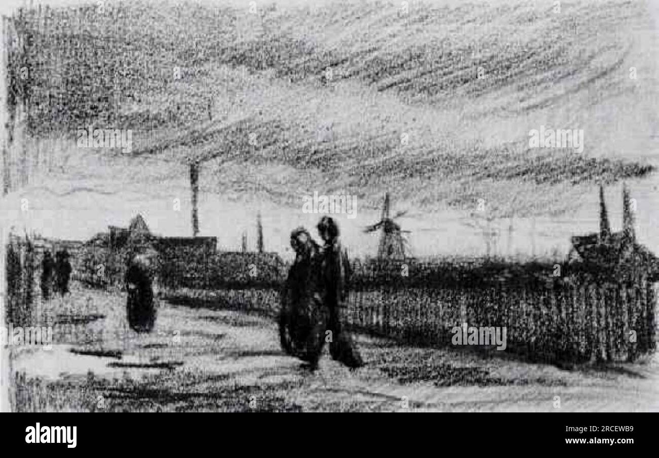 People Walking in Eindhoven 1885; Antwerp, Belgium by Vincent van Gogh ...