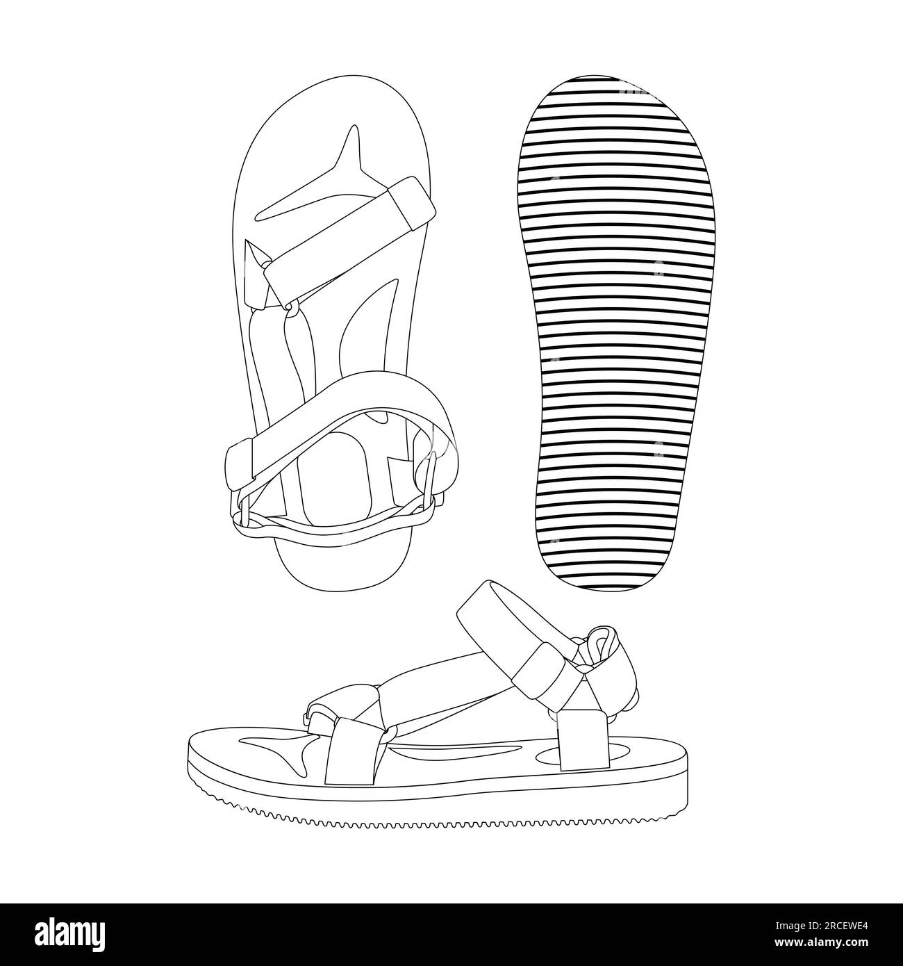 Template sport beach sandal vector illustration flat design outline ...