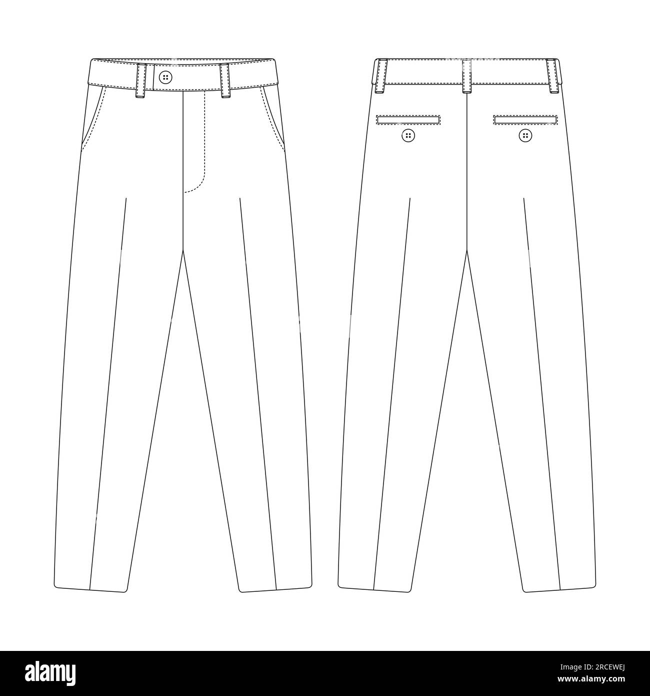 Template suit trouser pants vector illustration flat design outline ...
