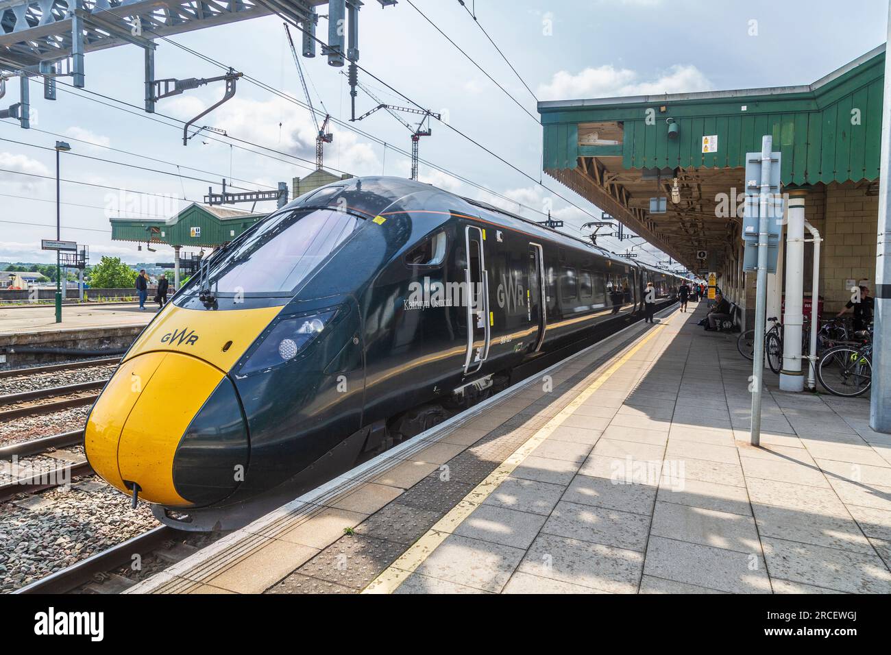 FGW Hitachi train operated by GWR (Great Western Railway) at Cardiff ...