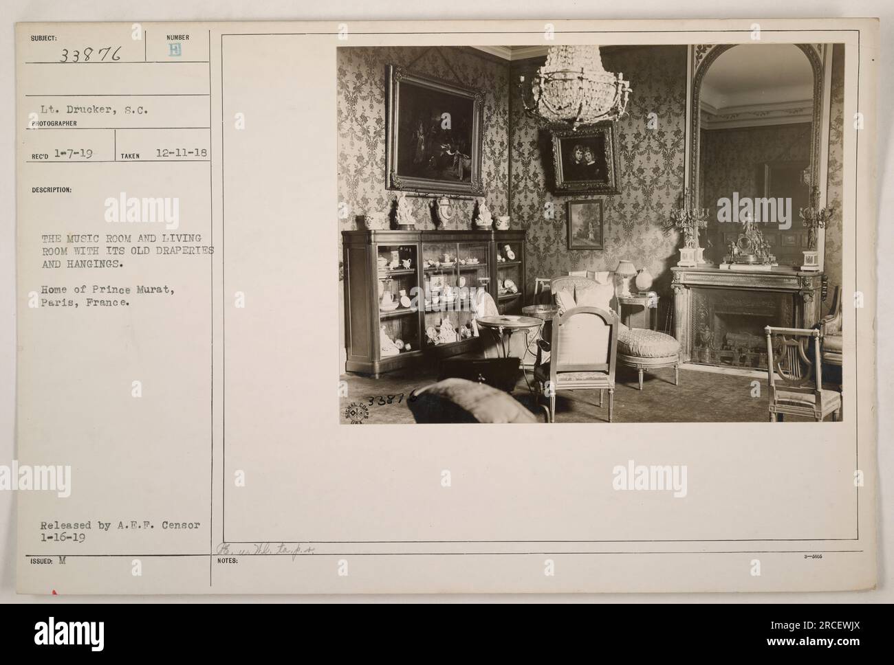 Lt. Drucker captures the music room and living room of Prince Murat's ...
