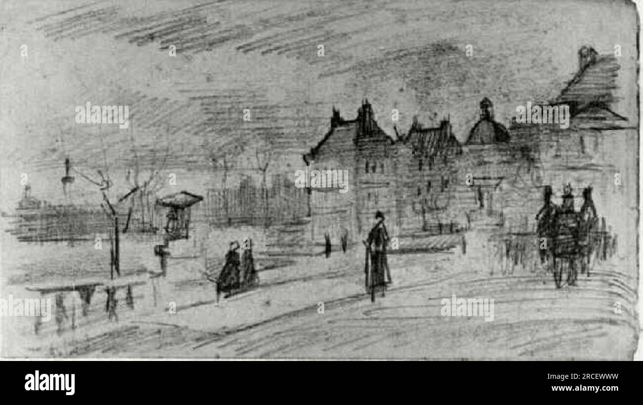 People Walking in Front of the Palais du Luxembourg 1886; Paris, France ...
