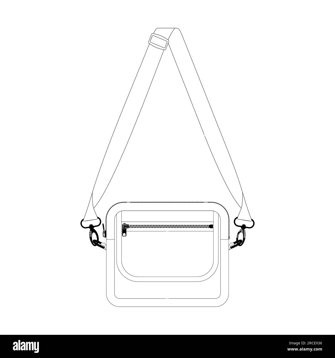 Template shoulder bag illustration flat design outline template ...