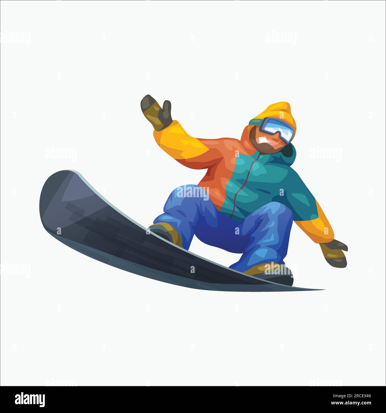 a cartoon snowboarder extreme riding on white Stock Vector Image & Art ...
