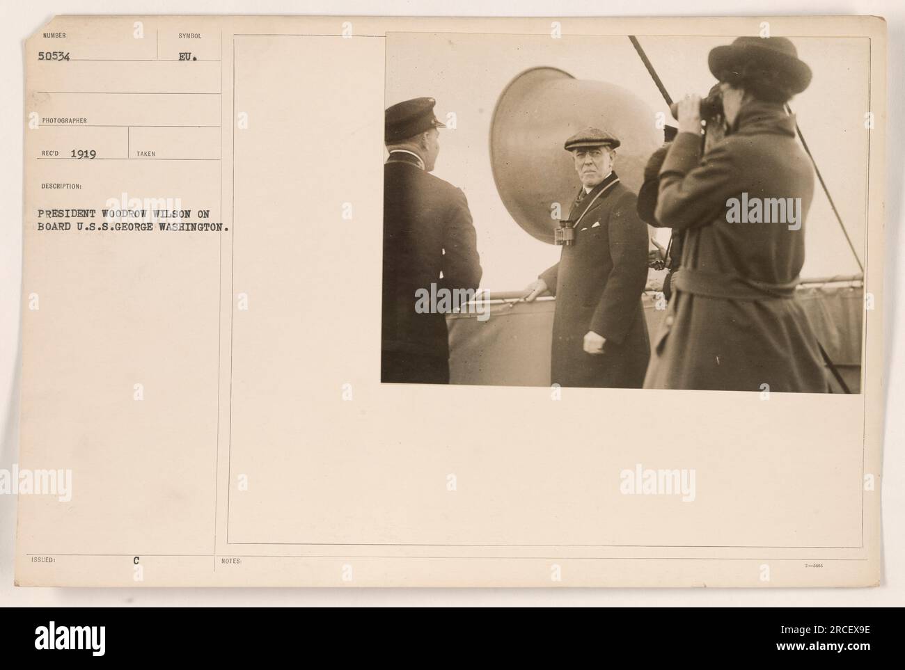 President Woodrow Wilson aboard the U.S.S. George Washington in ...