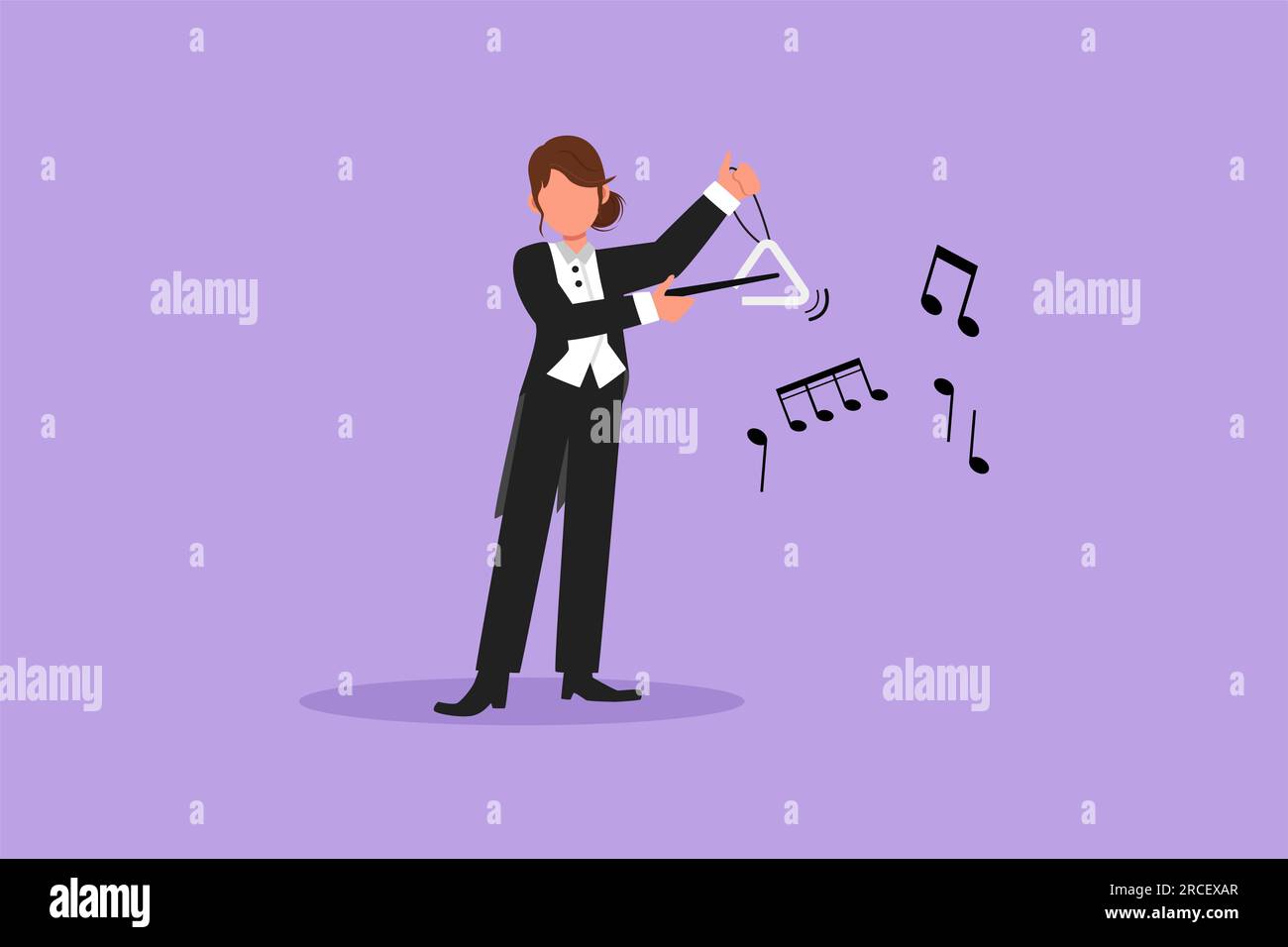Business flat cartoon style draw woman musician playing musical ...