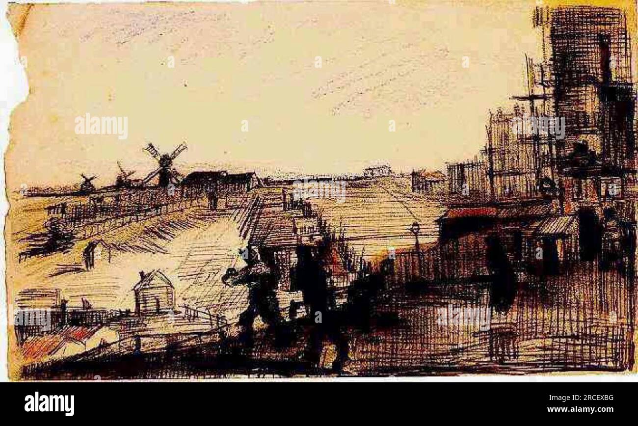 View of Montmartre 1886; Paris, France by Vincent van Gogh Stock Photo ...