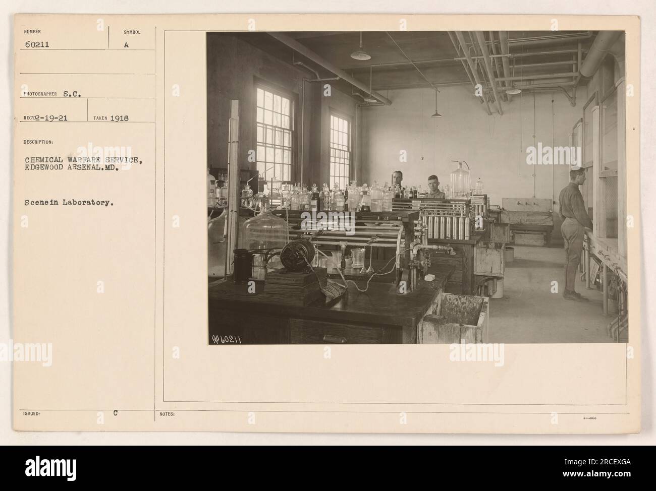 A scene in Laboratory at Edgewood Arsenal, MD, during World War One ...