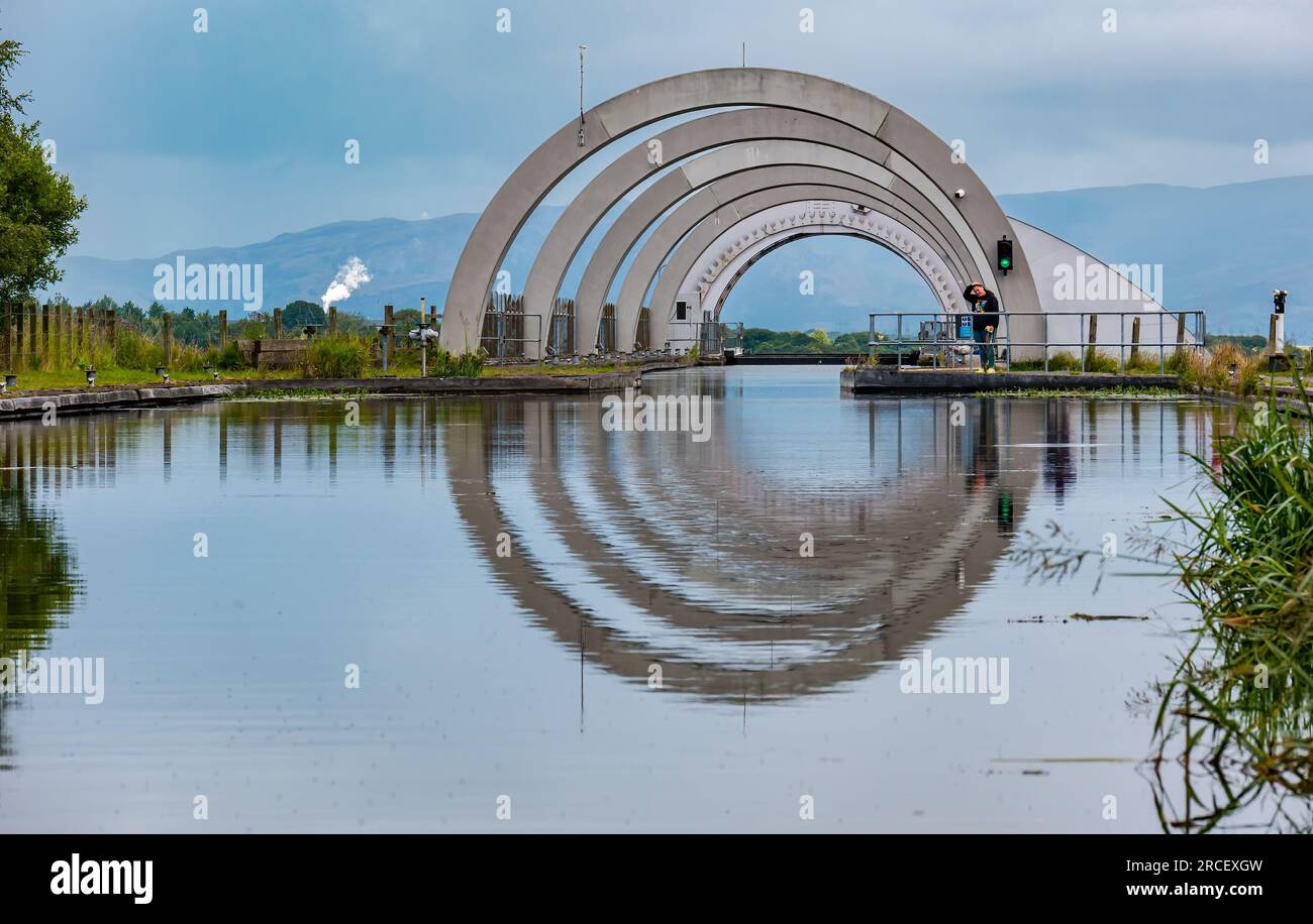 View of Falkirk Wheel on Union Canal, Scotland, UK Stock Photo - Alamy
