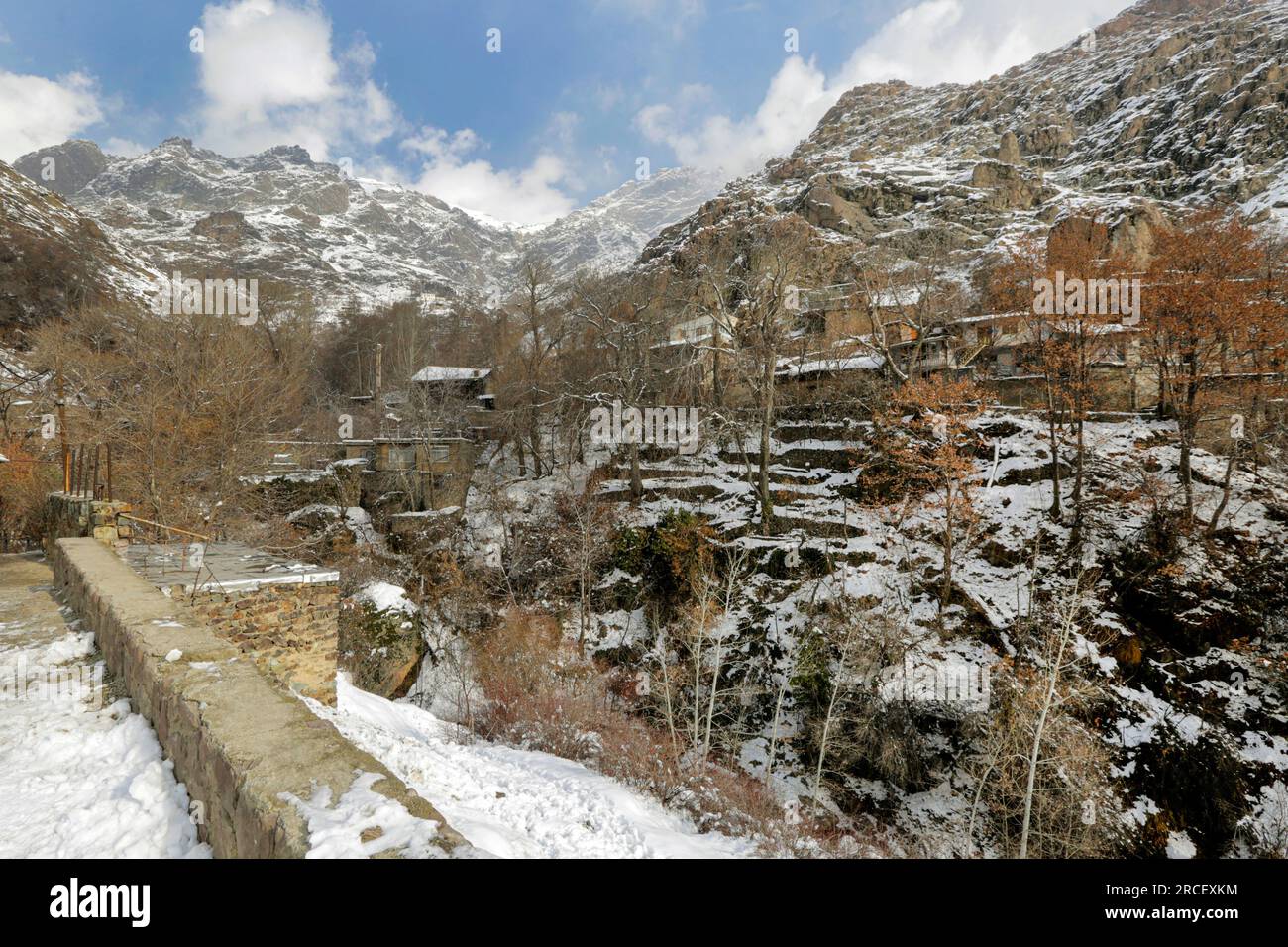 A view of Darband tourist village in the north of Tehran city at ...