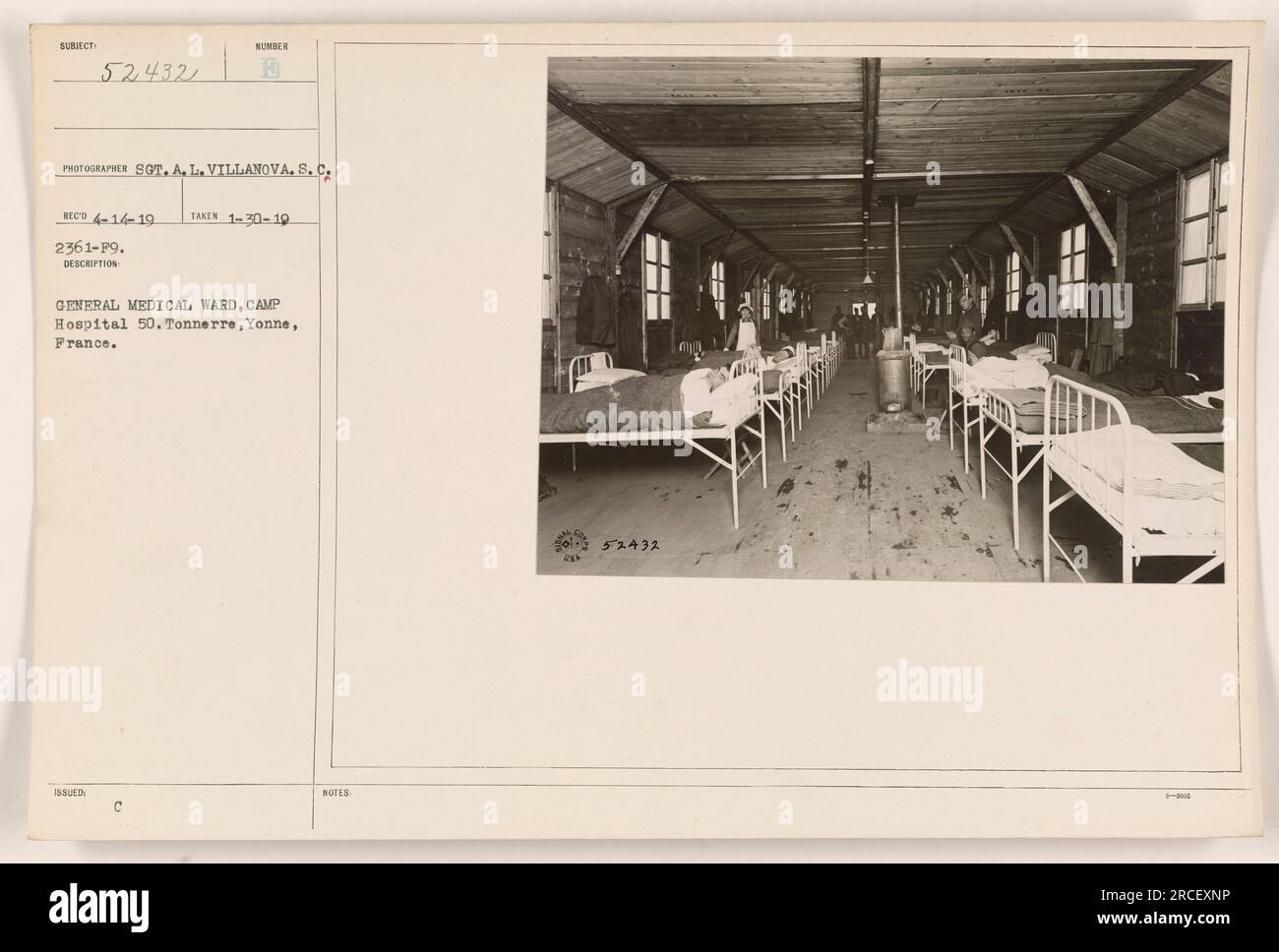 General medical ward at Camp Hospital 50 in Tonnerre, Yonne, France ...