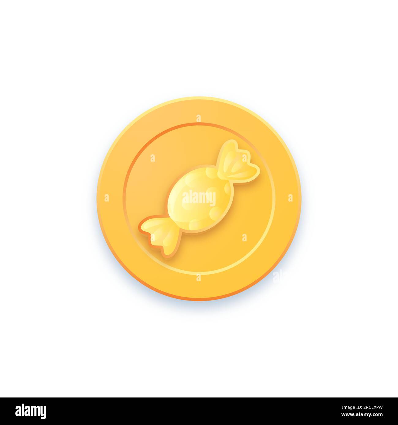 Golden game coin. Coin icon, gold medal. Coin with candy. Graphic user ...