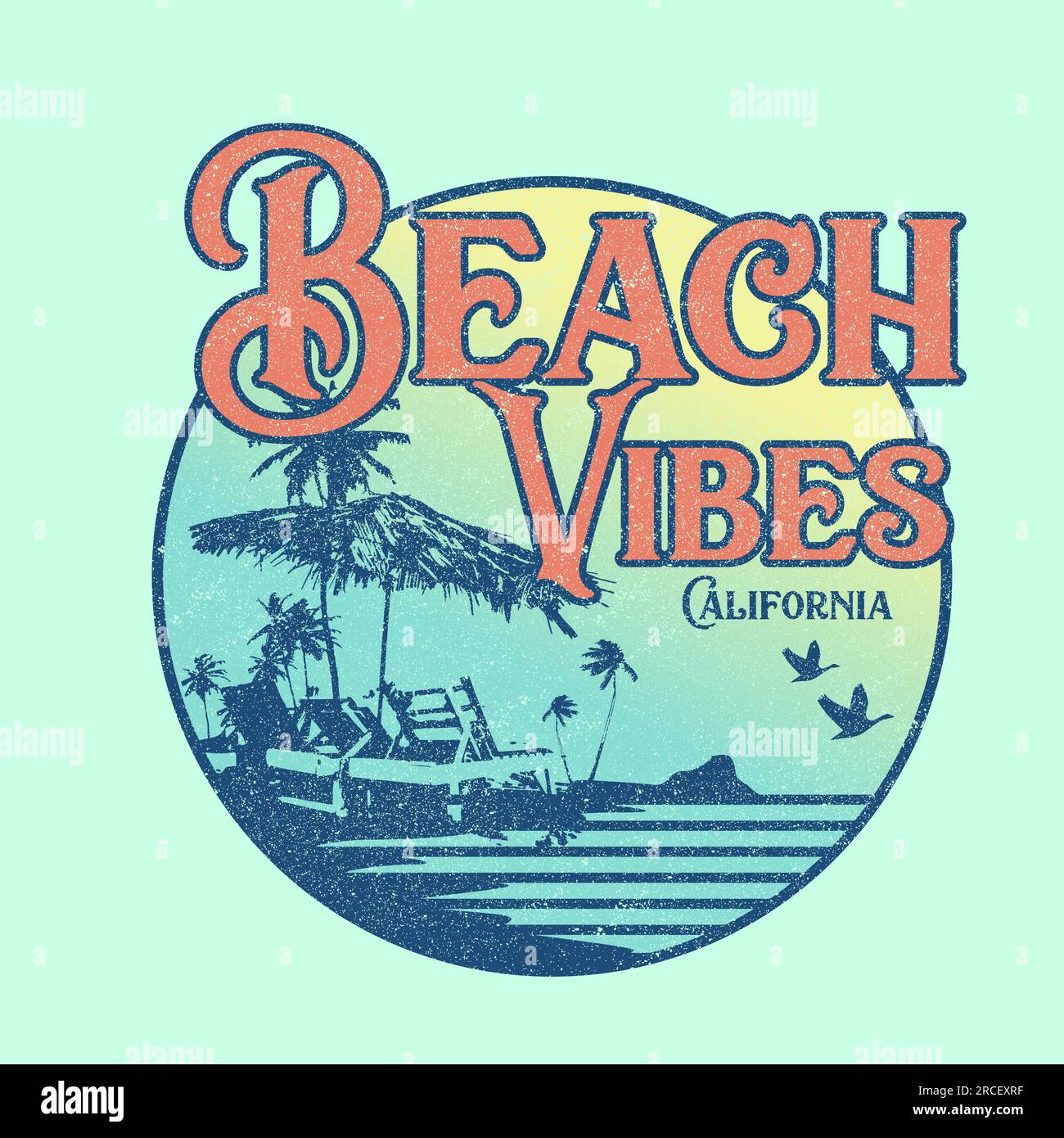 Beach Vibes California Summer typo Graphic gradient beach scene t shirt ...