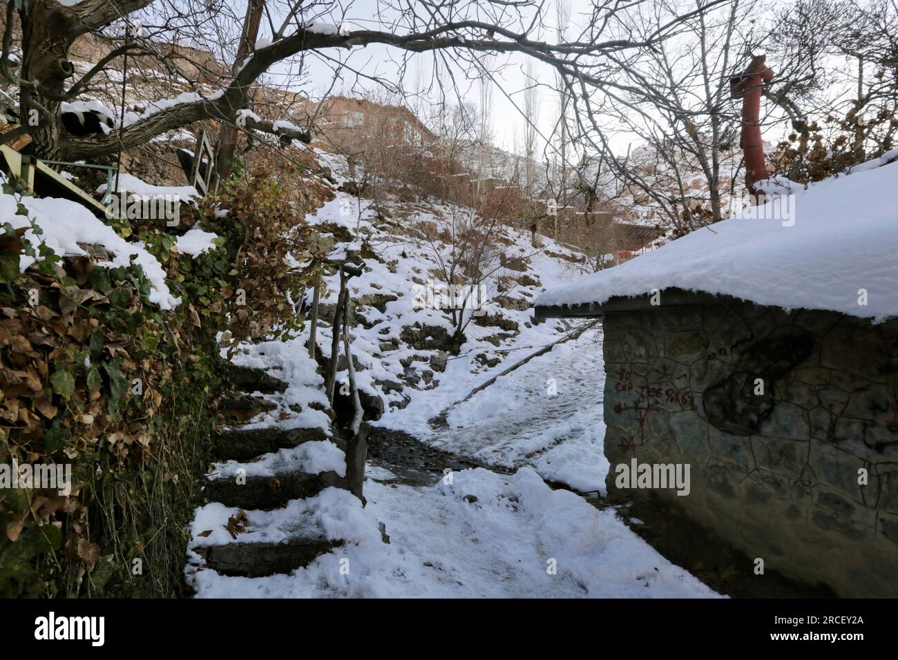 A view of Darband tourist village in the north of Tehran city at ...