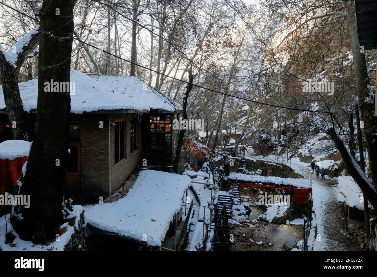 A view of Darband tourist village in the north of Tehran city at ...