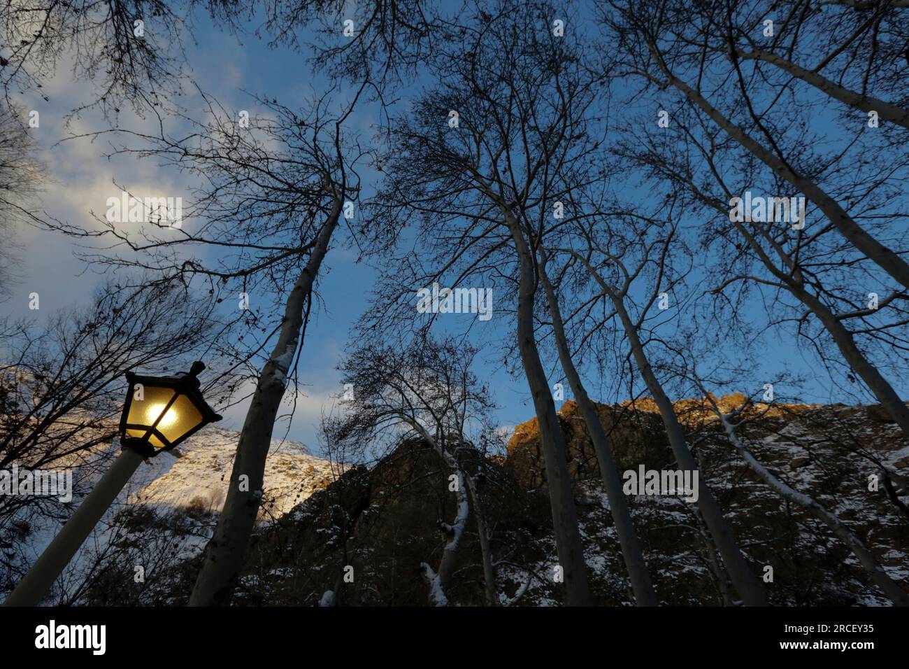 A view of Darband tourist village in the north of Tehran city at ...