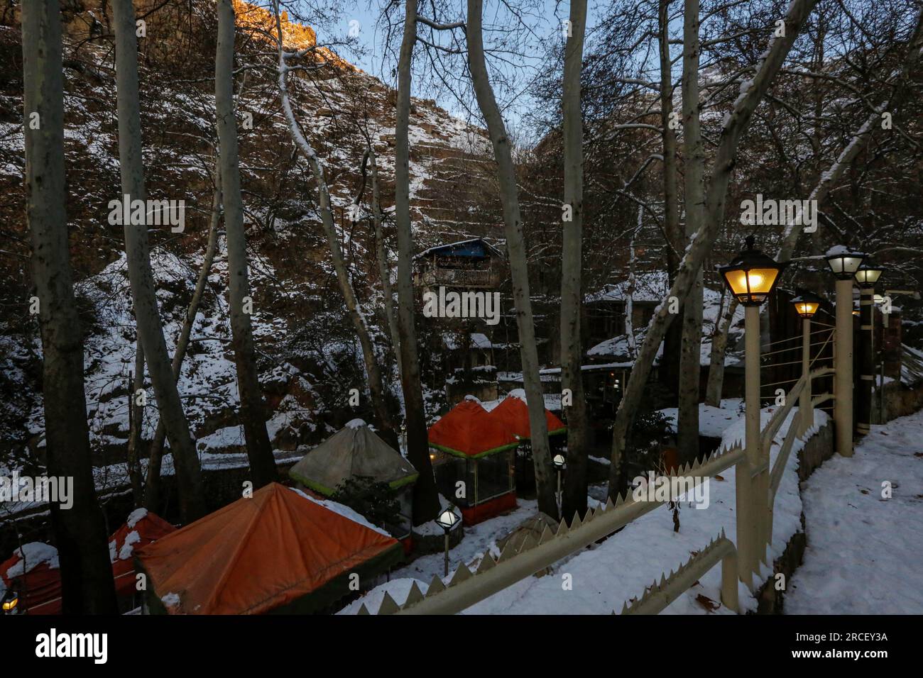 A view of Darband tourist village in the north of Tehran city at ...