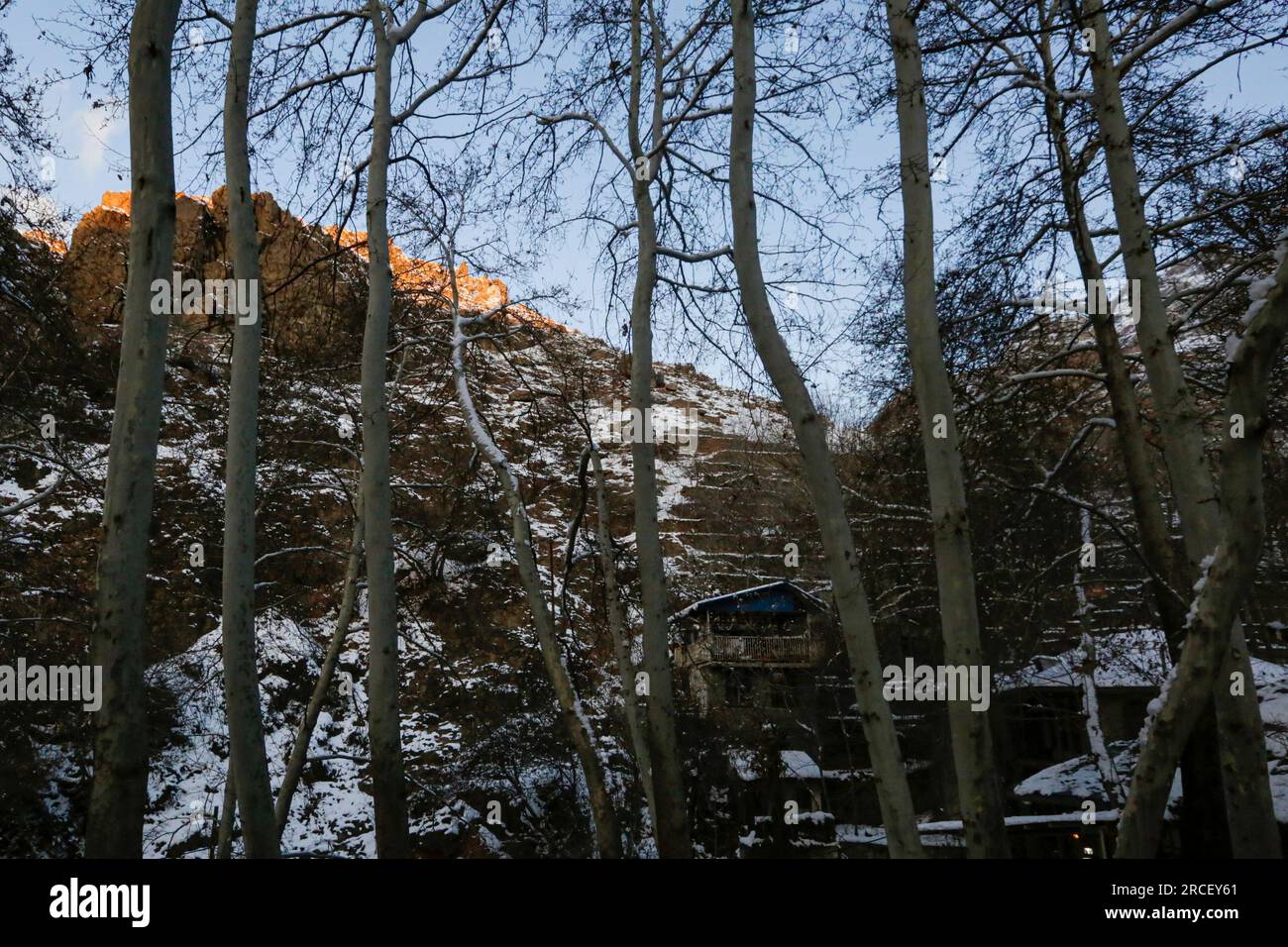 A view of Darband tourist village in the north of Tehran city at ...