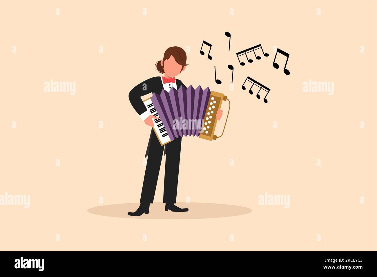 Business design drawing woman musician playing accordion. Female ...